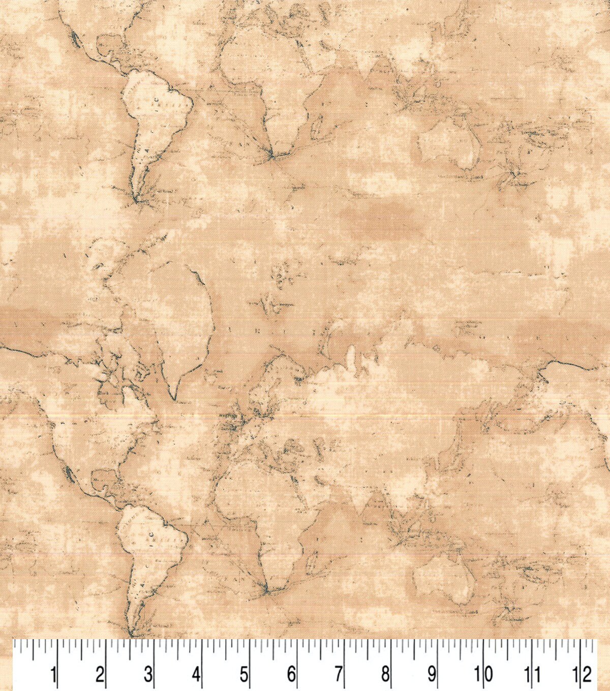 Antique World Map Fabric: Many Countries & Continents, Classic Style ...
