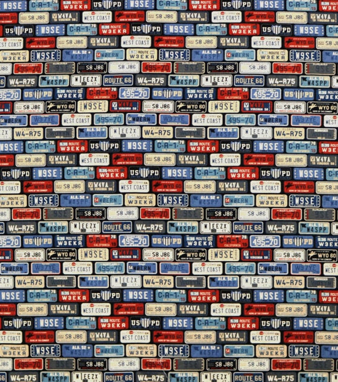 Last Yard, America License Plates Fabric Cars USA Route 66 US States ...