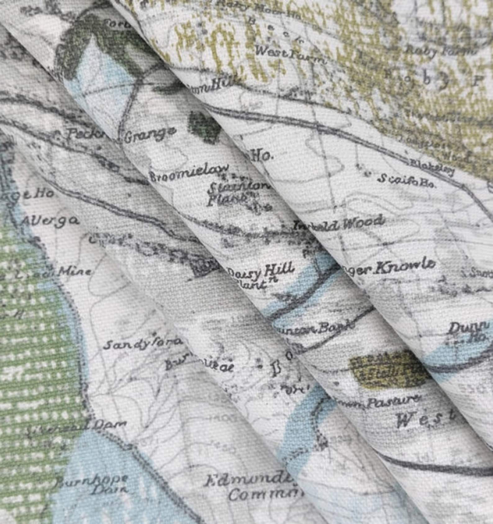 Mountains & Lakes Map Fabric World Scenic Travel Maps - Etsy