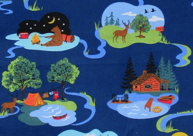 Evening Camping Fabric Cabin Tents Lake Wildlife - Etsy