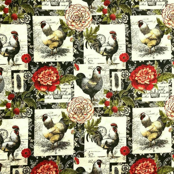 Rooster Fabric - Etsy