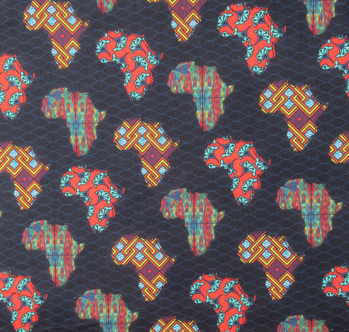 Africa Continent Map Fabric Patchwork Collage Kente Cloth - Etsy