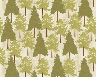 Woodland Pine Trees Fabric Forest Pine Trees by Patricia Braune Green ...