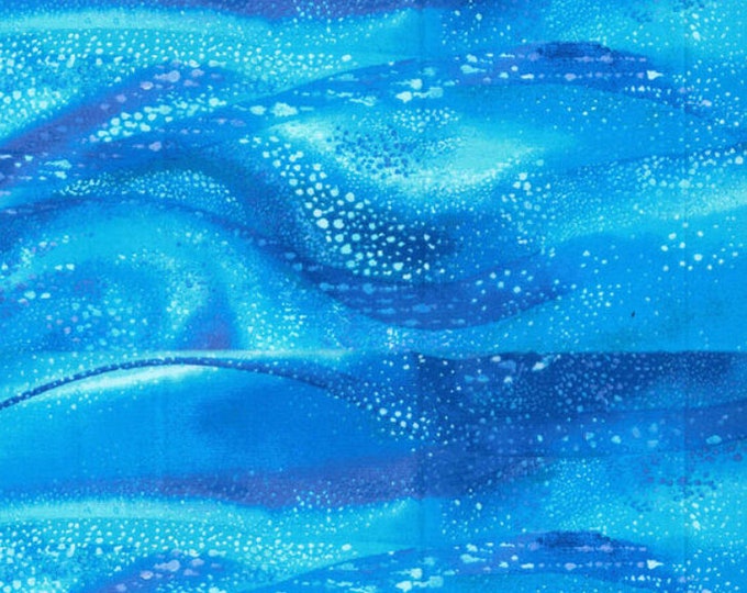 Last Yard 35 Inches, Ocean Bubbles & Waves Fabric Seashore Blue Tidal ...
