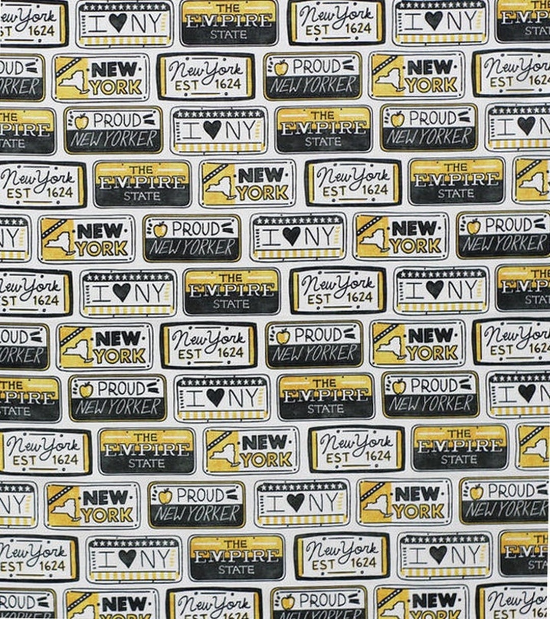 New York License Plates Fabric Empire State Manhattan - Etsy
