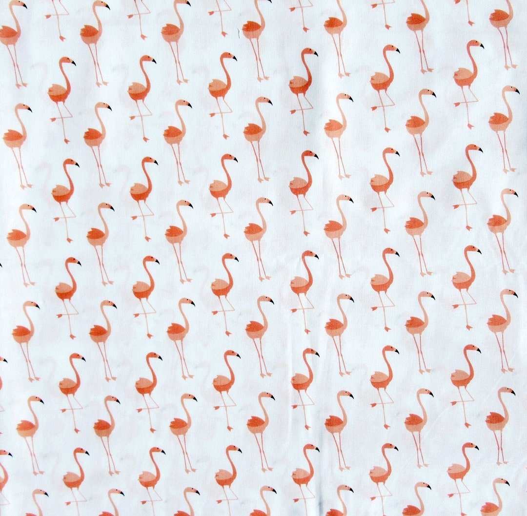 50 OFF Delicate Pink Flamingos Fabric Sea Life Beach Seashore Florida ...