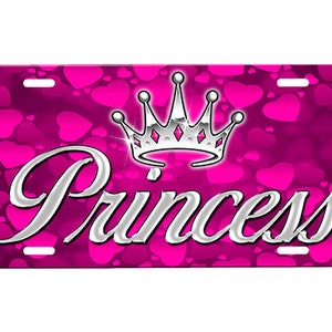 Princess Crown Front License Plate With Custom Background Options - Etsy