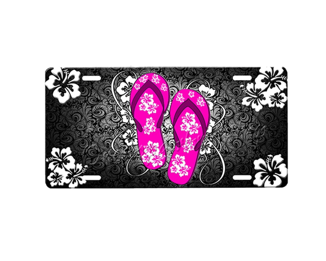 Flip Flops Front License Plate With Custom Background Options - Etsy
