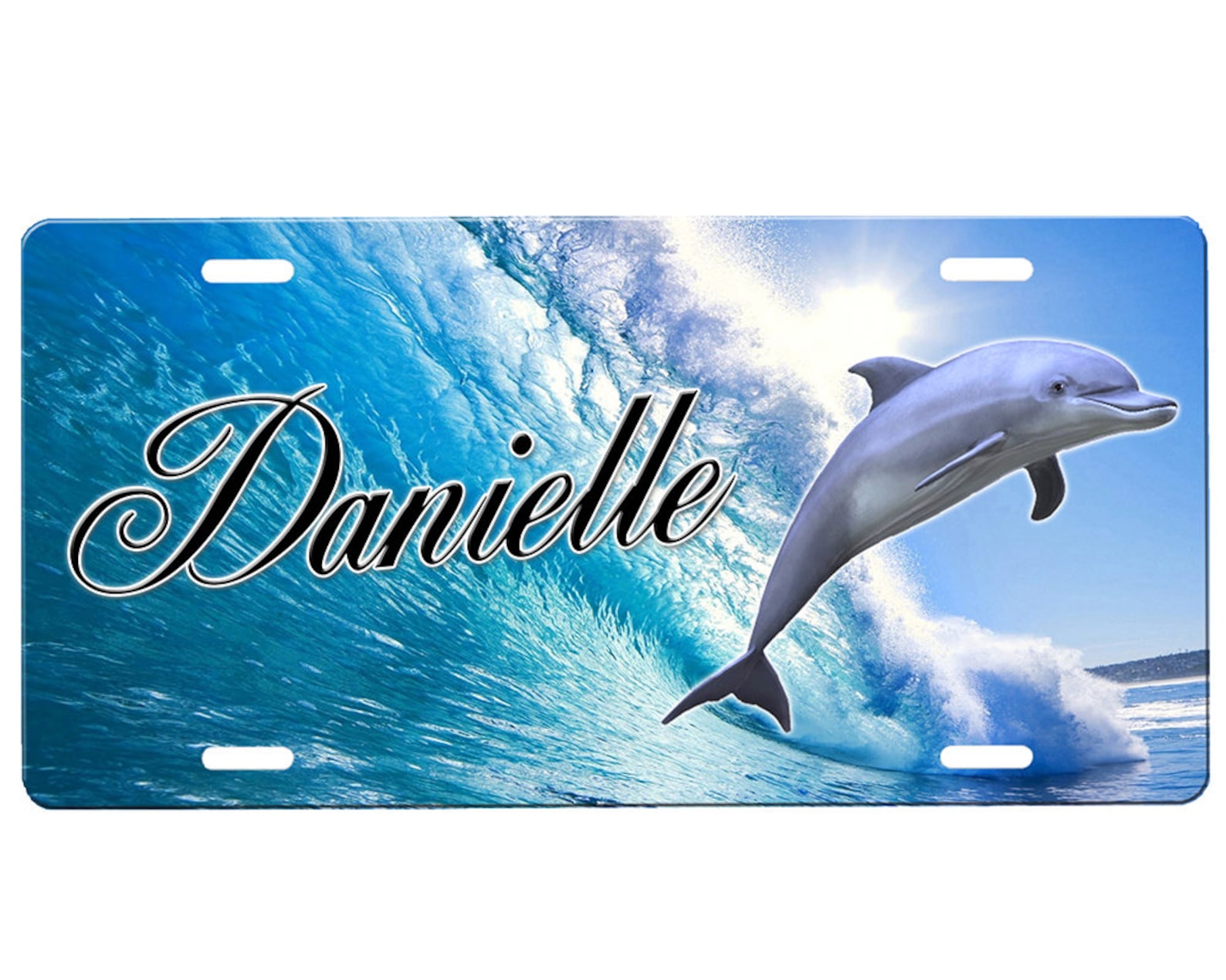 Dolphin Personalized License Plate With Custom Background Options - Etsy