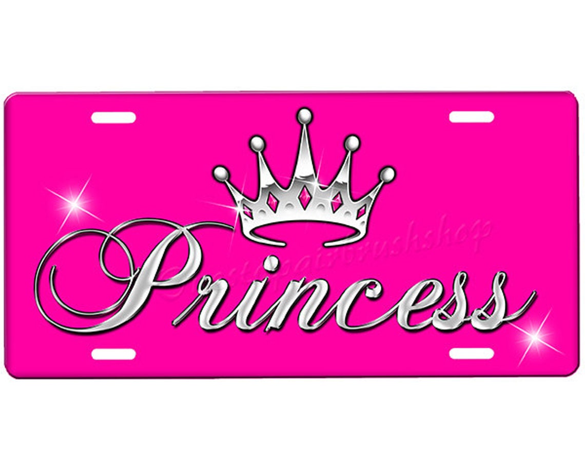 Princess Crown Front License Plate With Custom Background Options - Etsy