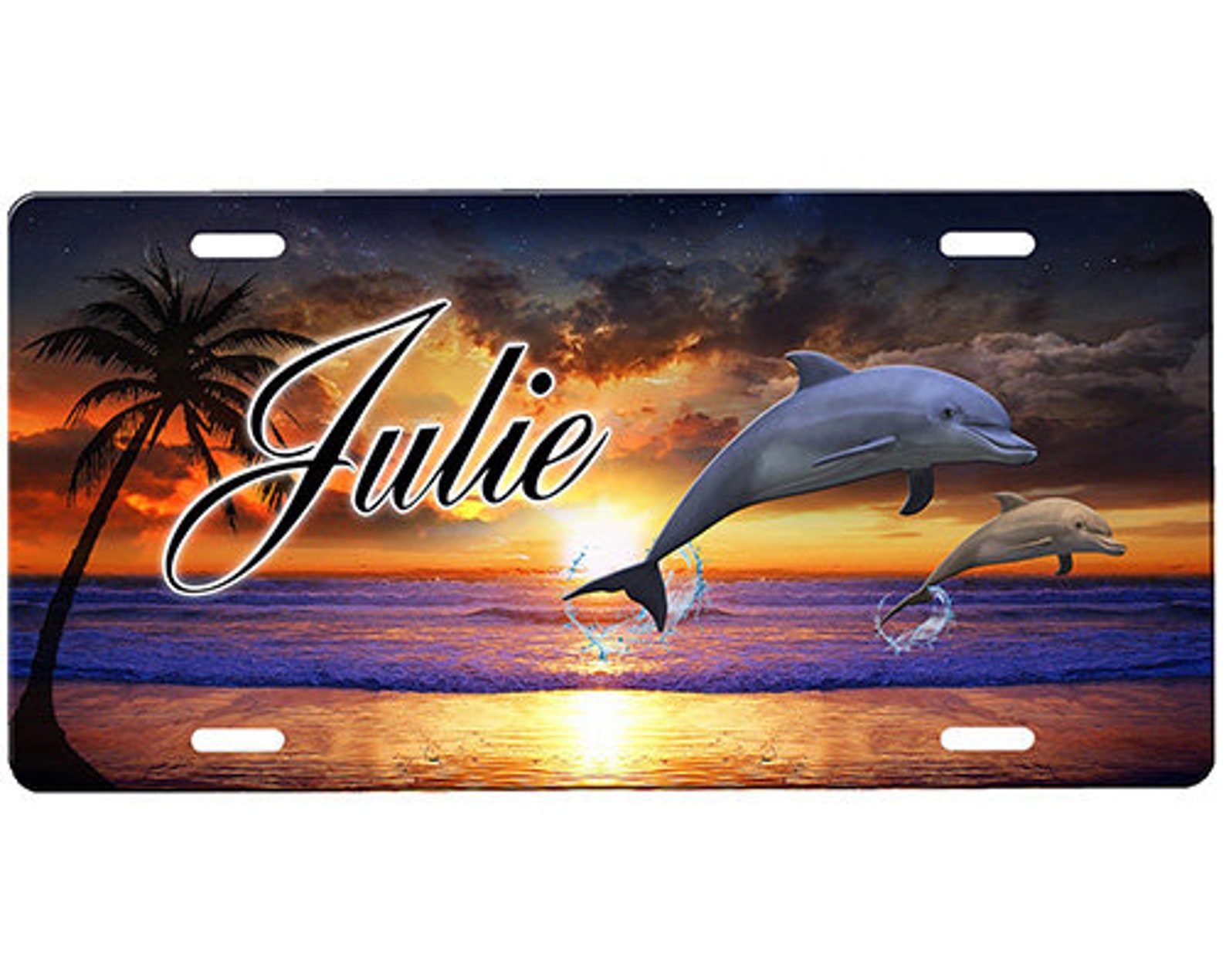Dolphin Personalized Front License Plate With Custom Background Options ...