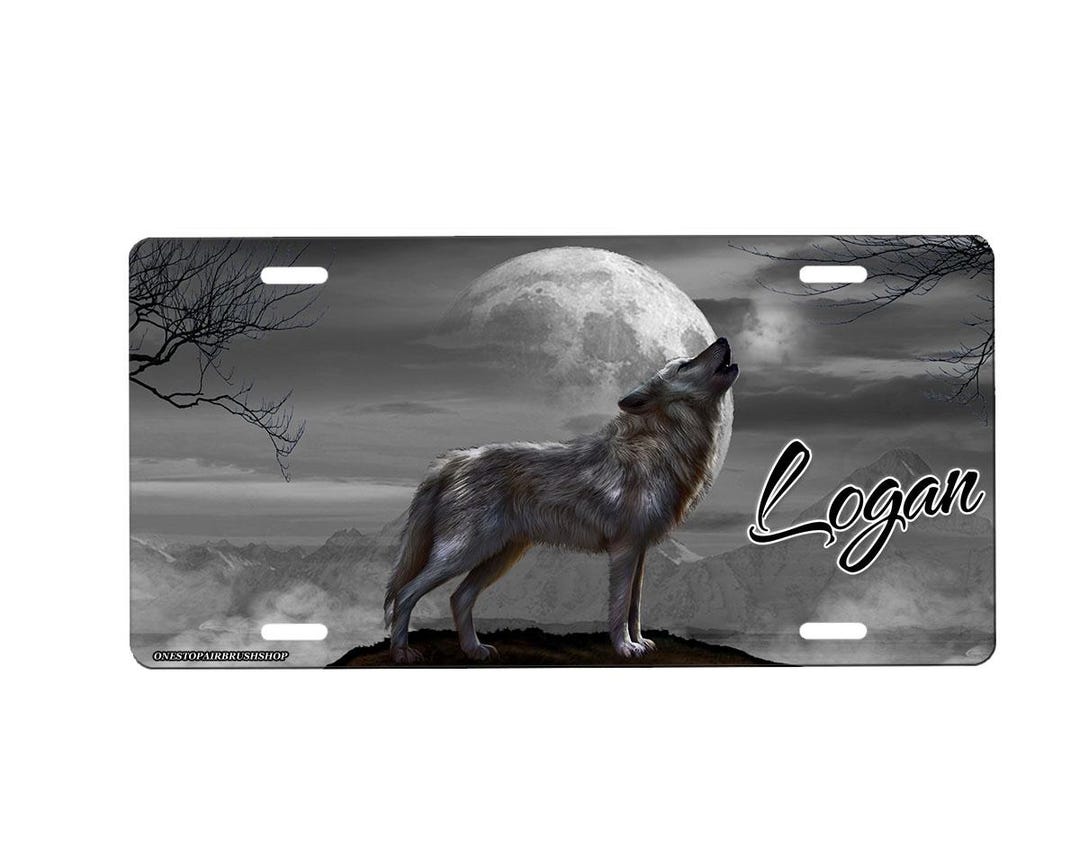 Wolf Personalized License Plate With Custom Background Options - Etsy