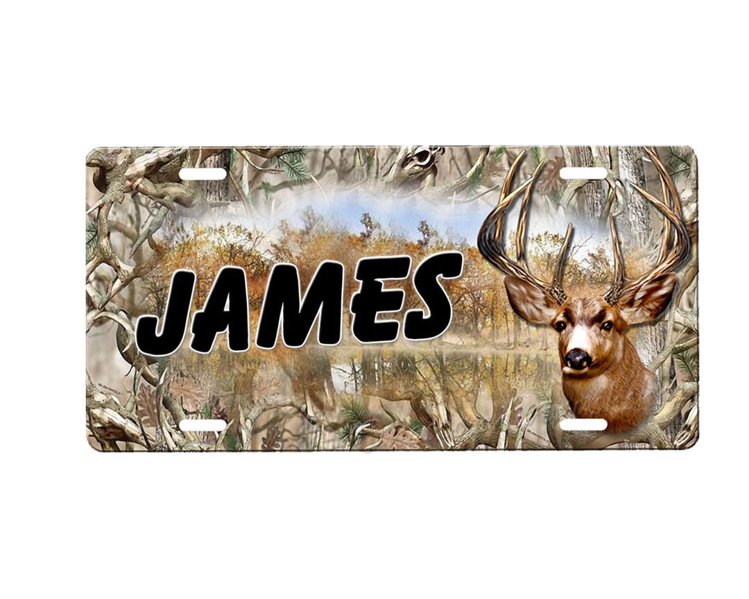 Deer Personalized License Plate With Custom Background Options - Etsy
