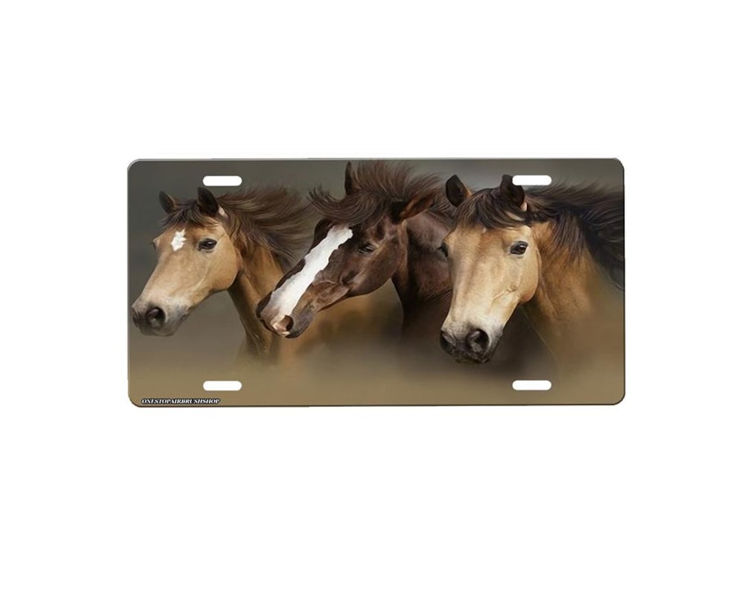 Horses License Plate With Custom Background Options - Etsy