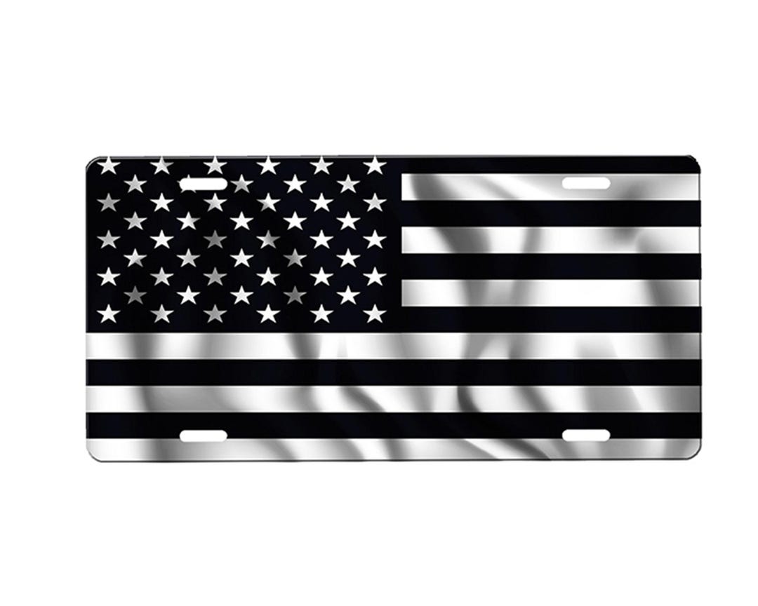 Black American Flag Front License Plate With Custom Background Options ...