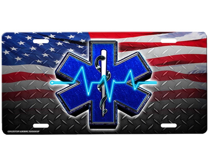 Caduceus EMS EMT Custom License Plate Distressed Flag - Etsy