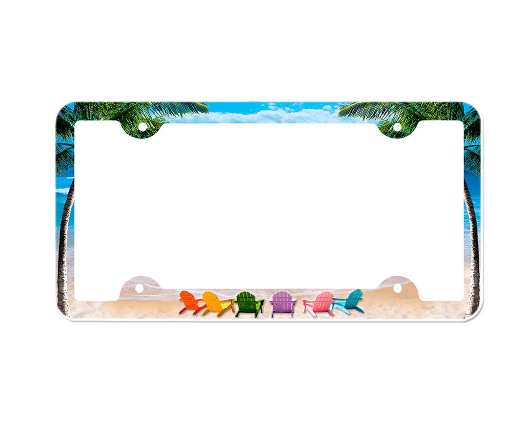 Beach Scene License Plate Frame With Custom Background Options - Etsy