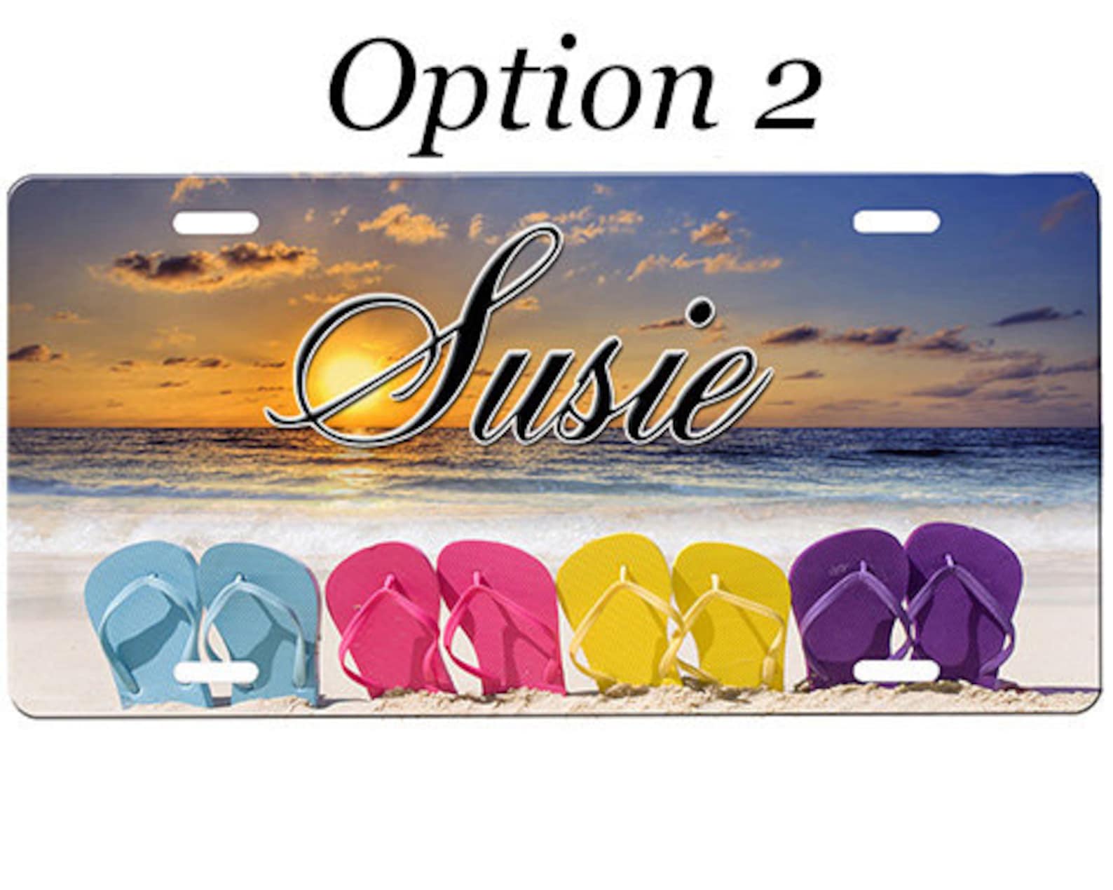 Flip Flops Personalized License Plate With Custom Background Options - Etsy