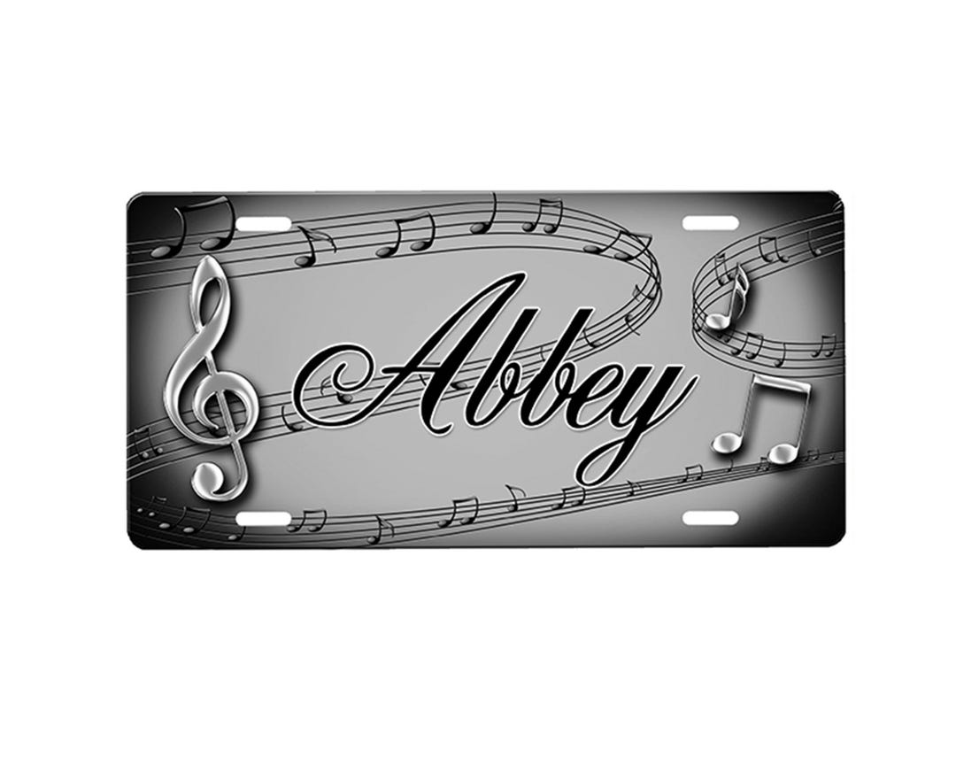 Music Notes Personalized Front License Plate With Custom Background ...