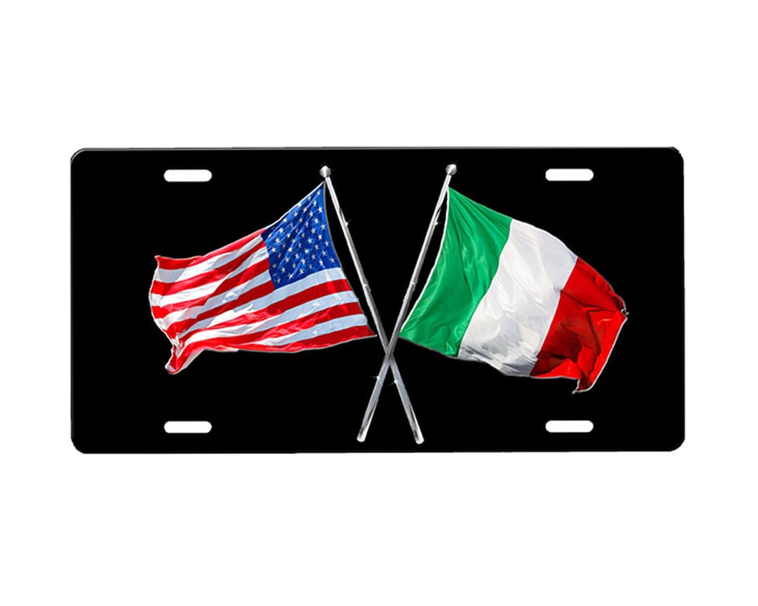 American Italian Flag Front License Plate With Custom Background ...