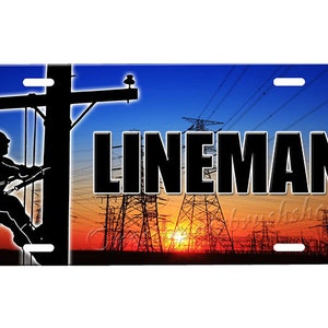 Lineman Front License Plate With Custom Background Options - Etsy
