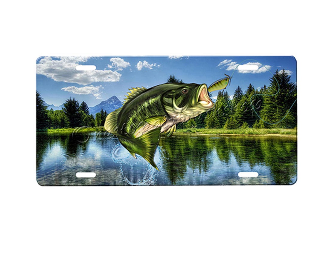 Bass License Plate With Custom Background Options - Etsy