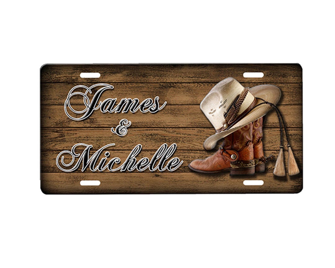 Cowboy Boots and Hat Personalized License Plate - Etsy