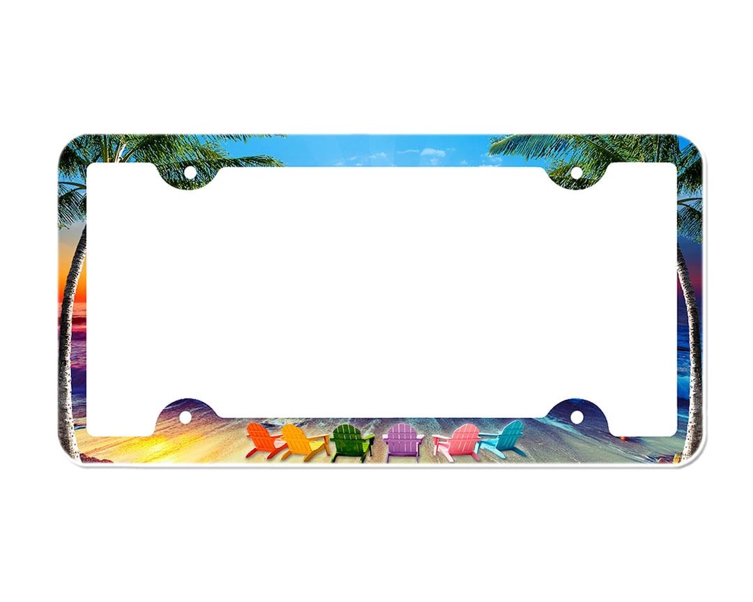 Beach License Plate Frame With Custom Background Options - Etsy