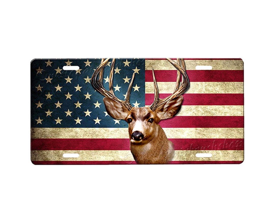 Deer Front License Plate With Custom Background Options - Etsy