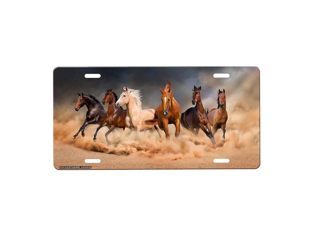 Horses Front License Plate With Custom Background Options - Etsy