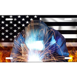 Welder Front License Plate With Custom Background Options - Etsy