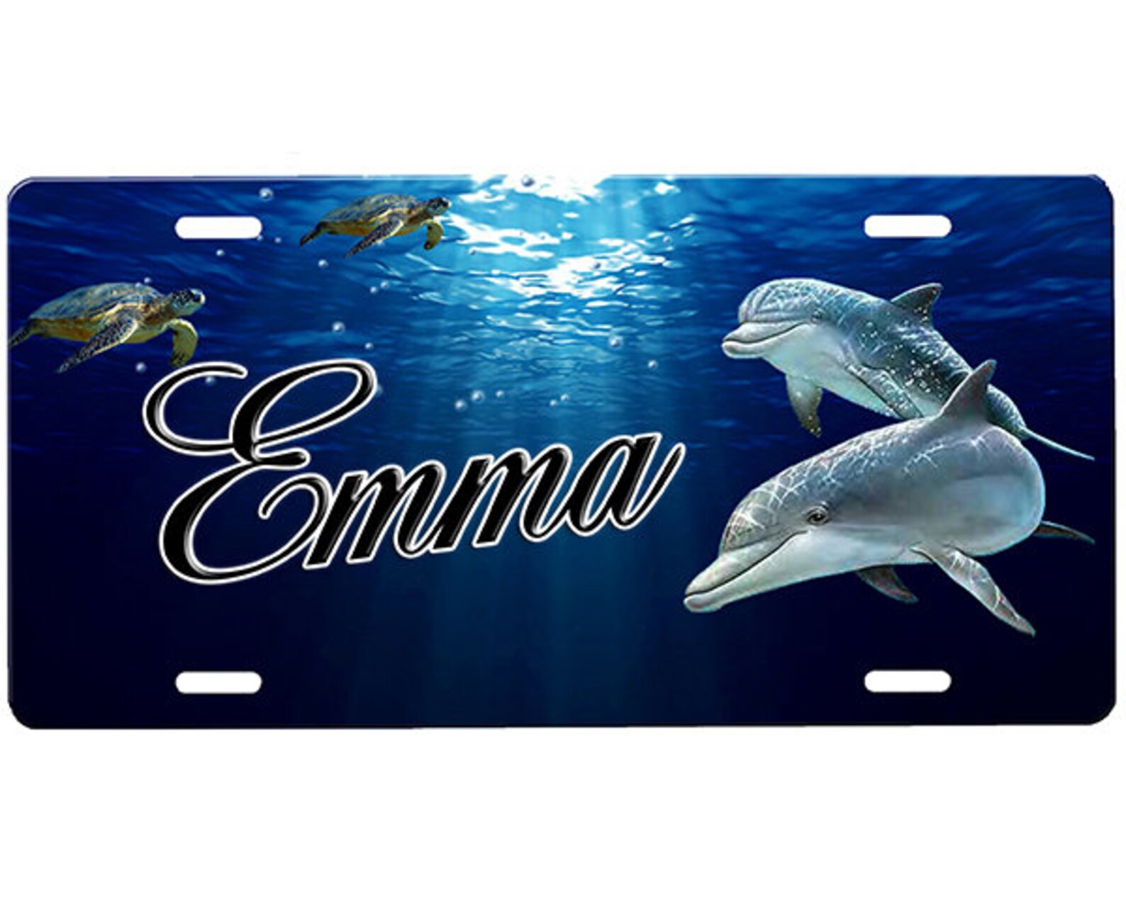 Dolphin Personalized Front License Plate With Custom Background Options ...