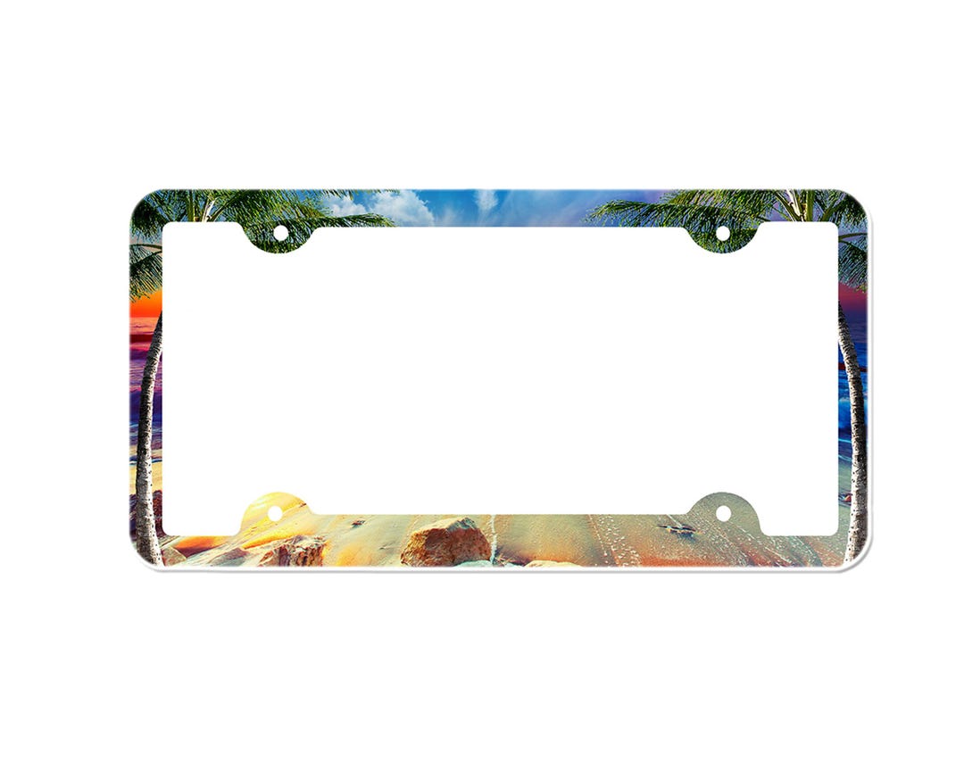 Beach Scene License Plate Frame With Custom Background Options - Etsy