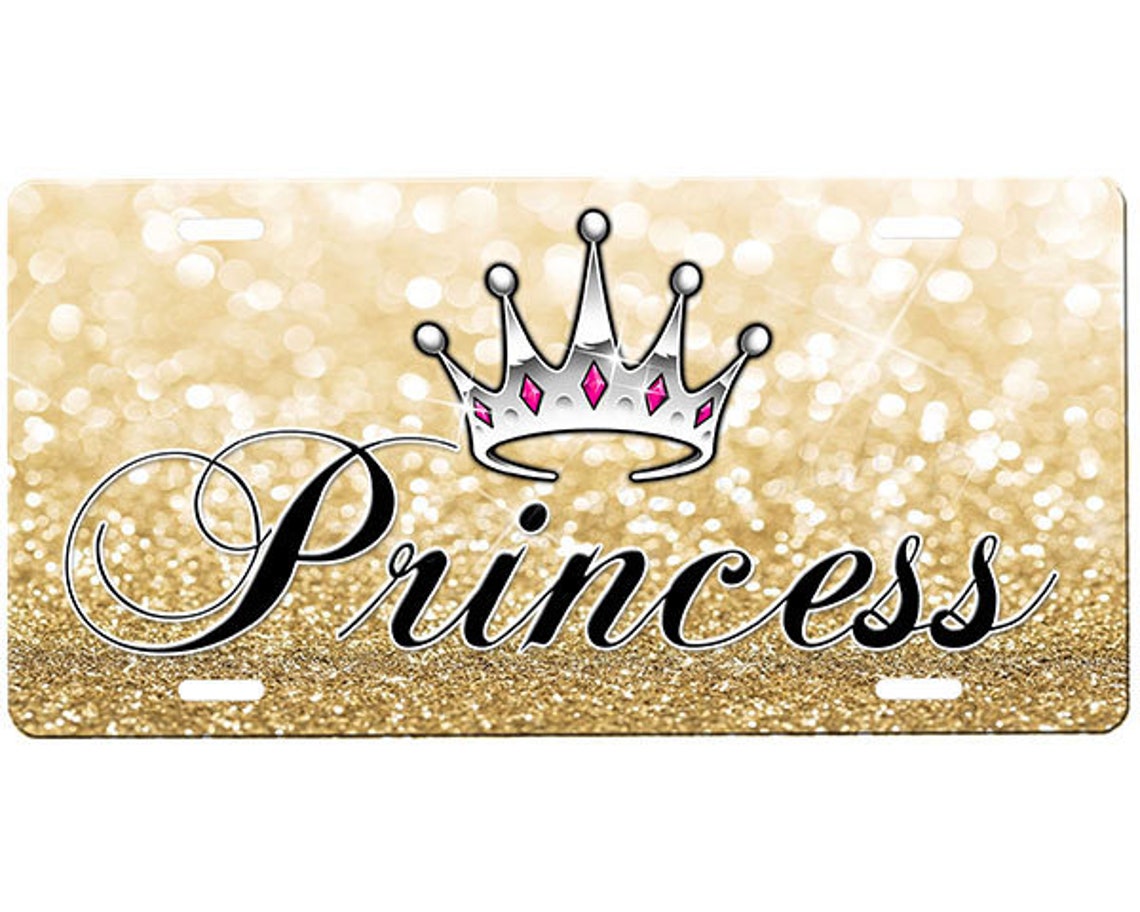 Princess Crown License Plate With Custom Background Options - Etsy