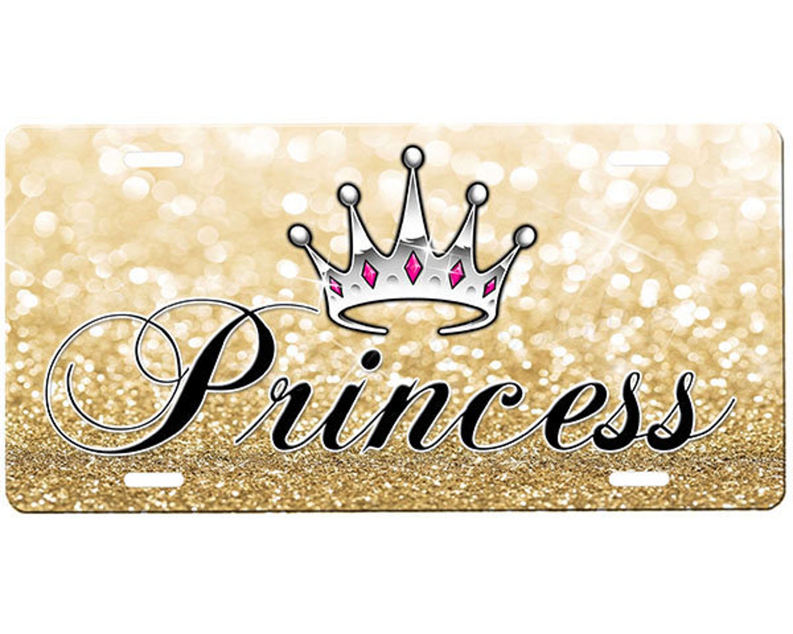 Princess Crown License Plate With Custom Background Options - Etsy