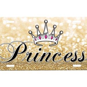 Princess Crown License Plate With Custom Background Options - Etsy