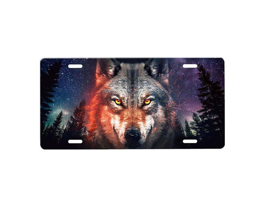 Wolf Front License Plate With Custom Background Options - Etsy