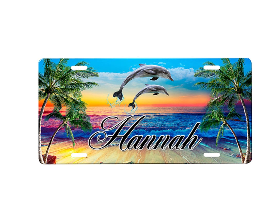 Dolphin Personalized Front License Plate With Custom Background Options ...