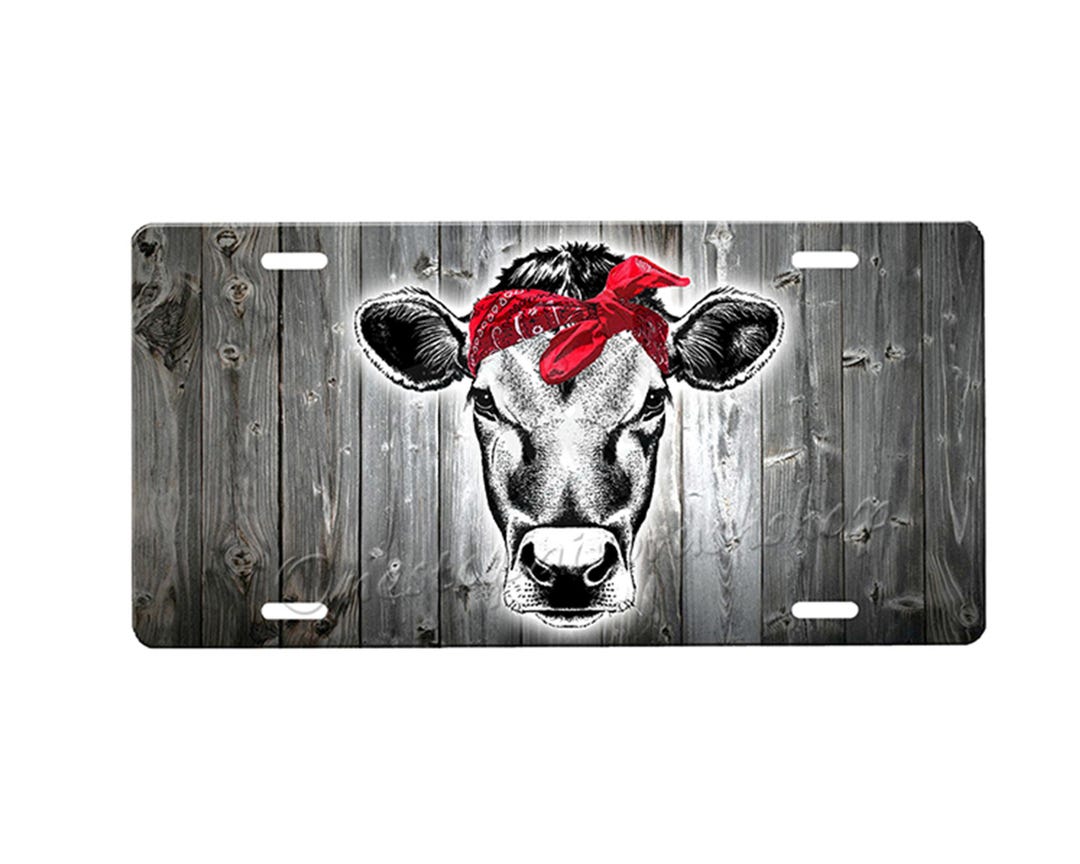 Cow License Plate With Custom Background Options - Etsy
