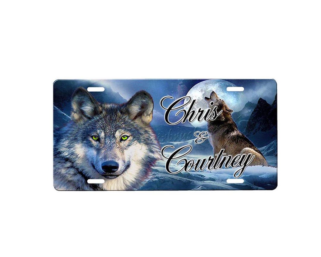 Wolf Personalized License Plate With Custom Background Options - Etsy