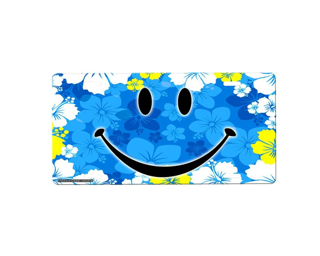 Smiley Face Front License Plate With Custom Background Options - Etsy