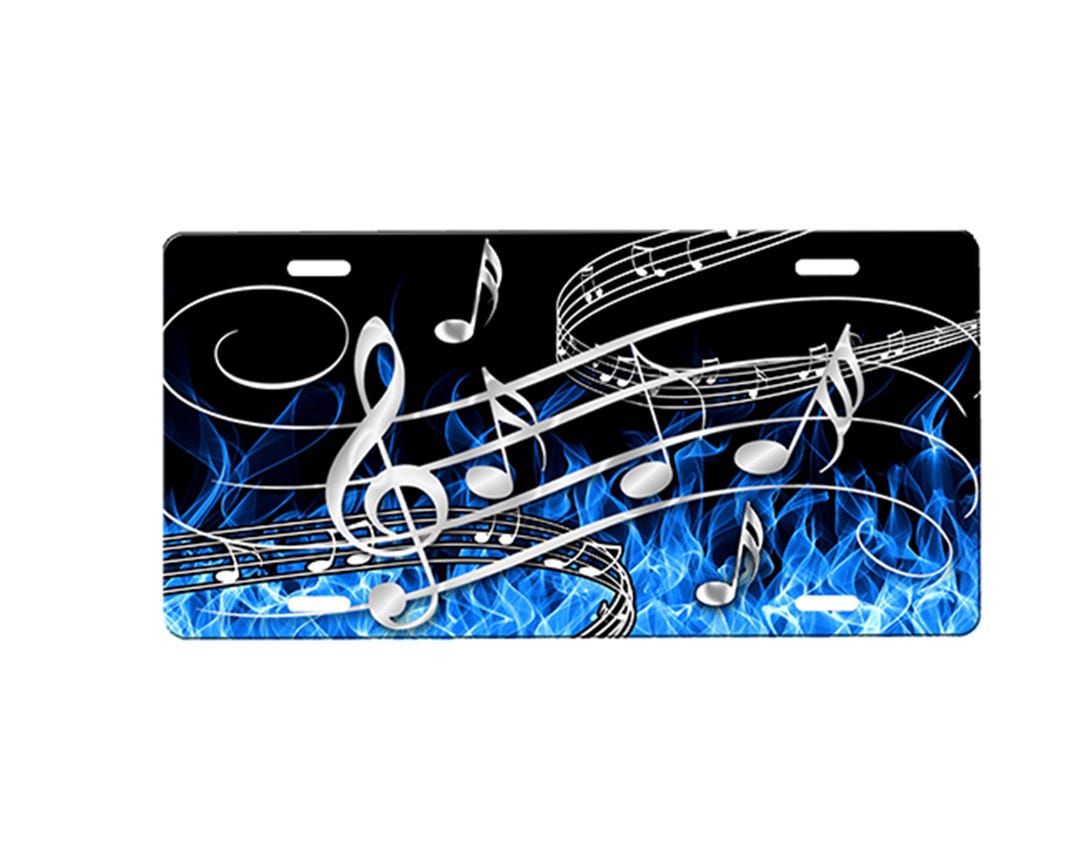 Music Notes Front License Plate With Custom Background Options - Etsy