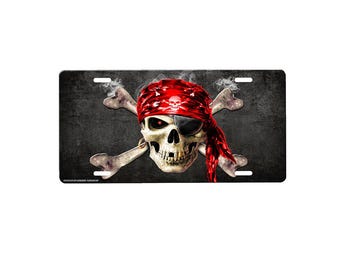 Black Pirate License Plate, Pirate License, Pirate Car Frame, Pirate ...