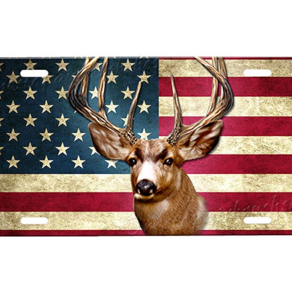 American Flag and Deer License Plate - Etsy