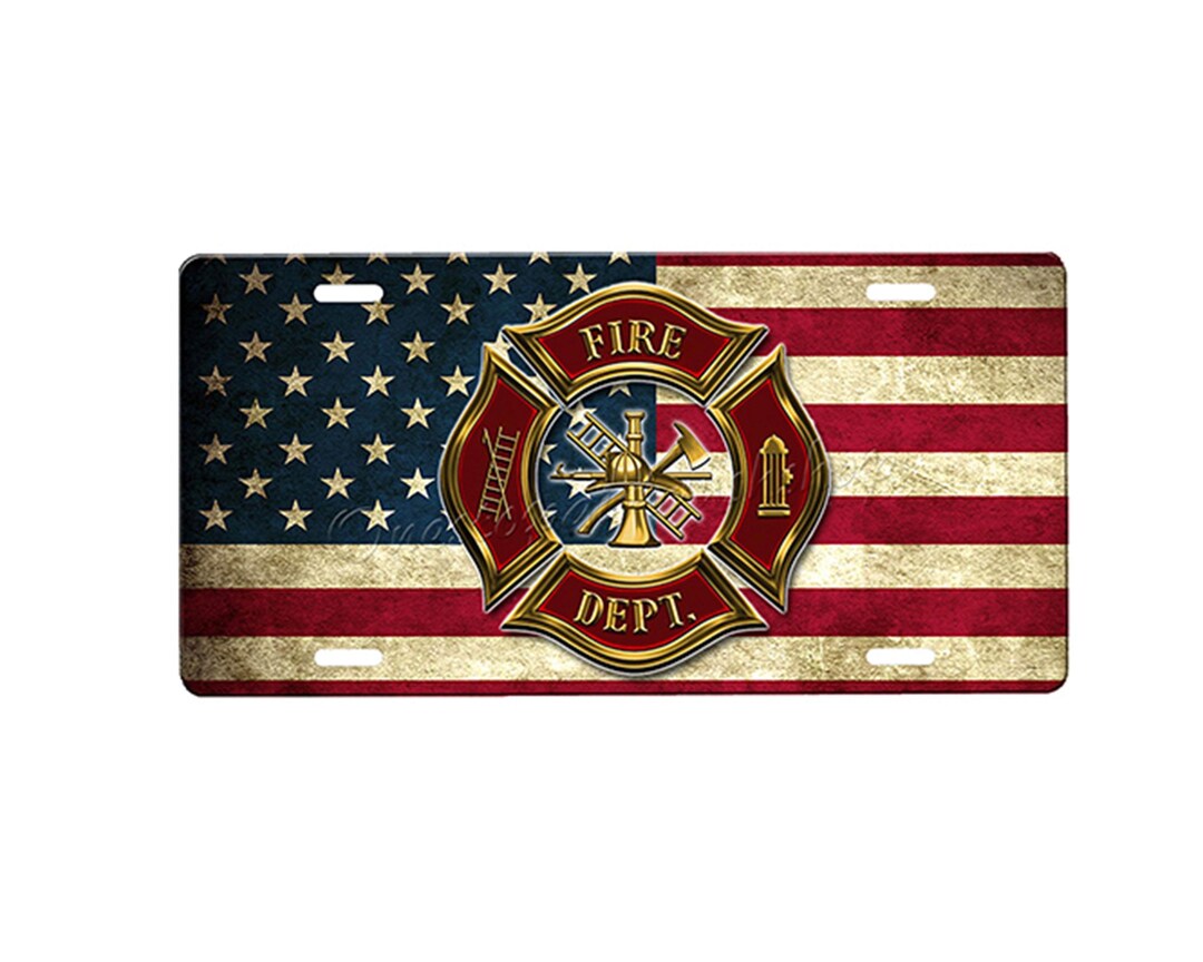 Firefighter License Plate With Custom Background Options - Etsy
