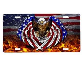 American Patriotic Eagle License Plate Tag - Etsy