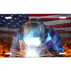 Welder Front License Plate With Custom Background Options - Etsy