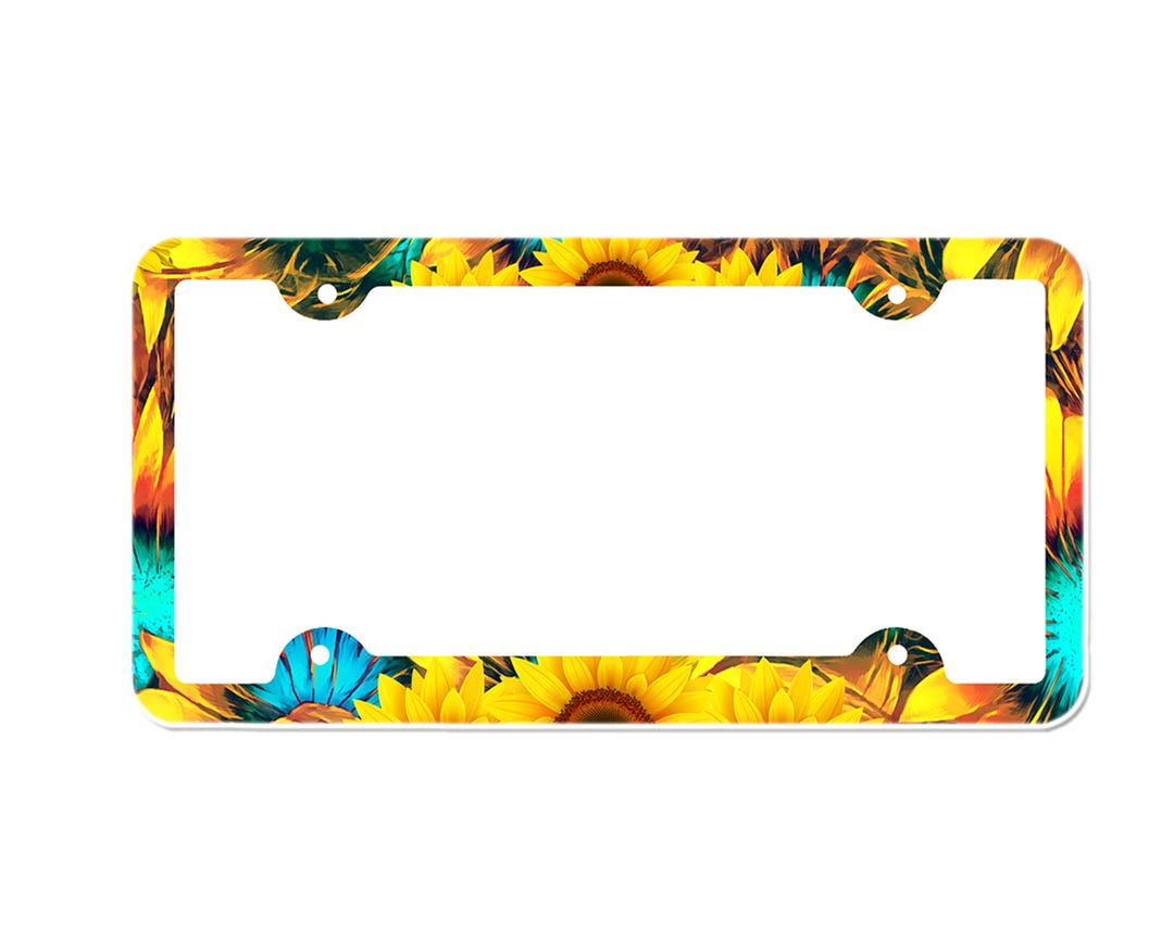 Sunflower License Plate Frame With Custom Background Options - Etsy
