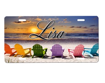 Beach Chairs Tropical Beach Scene Personalized Custom Novelty Front ...