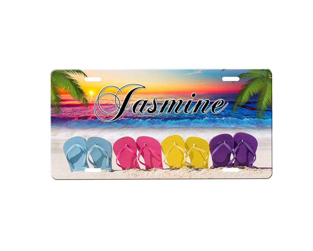 Flip Flops Personalized Front License Plate With Custom Background ...